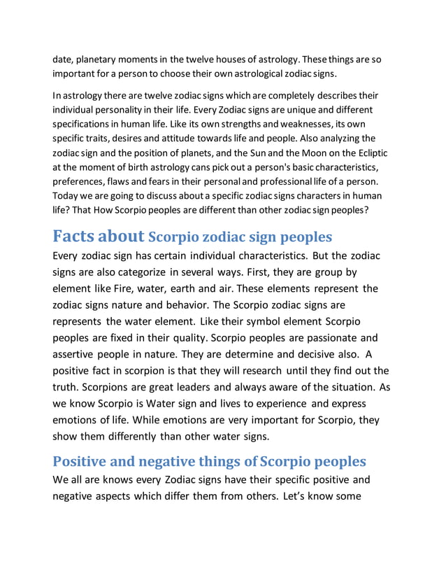 How scorpio peoples are different than other zodiac sign peoples | DOCX
