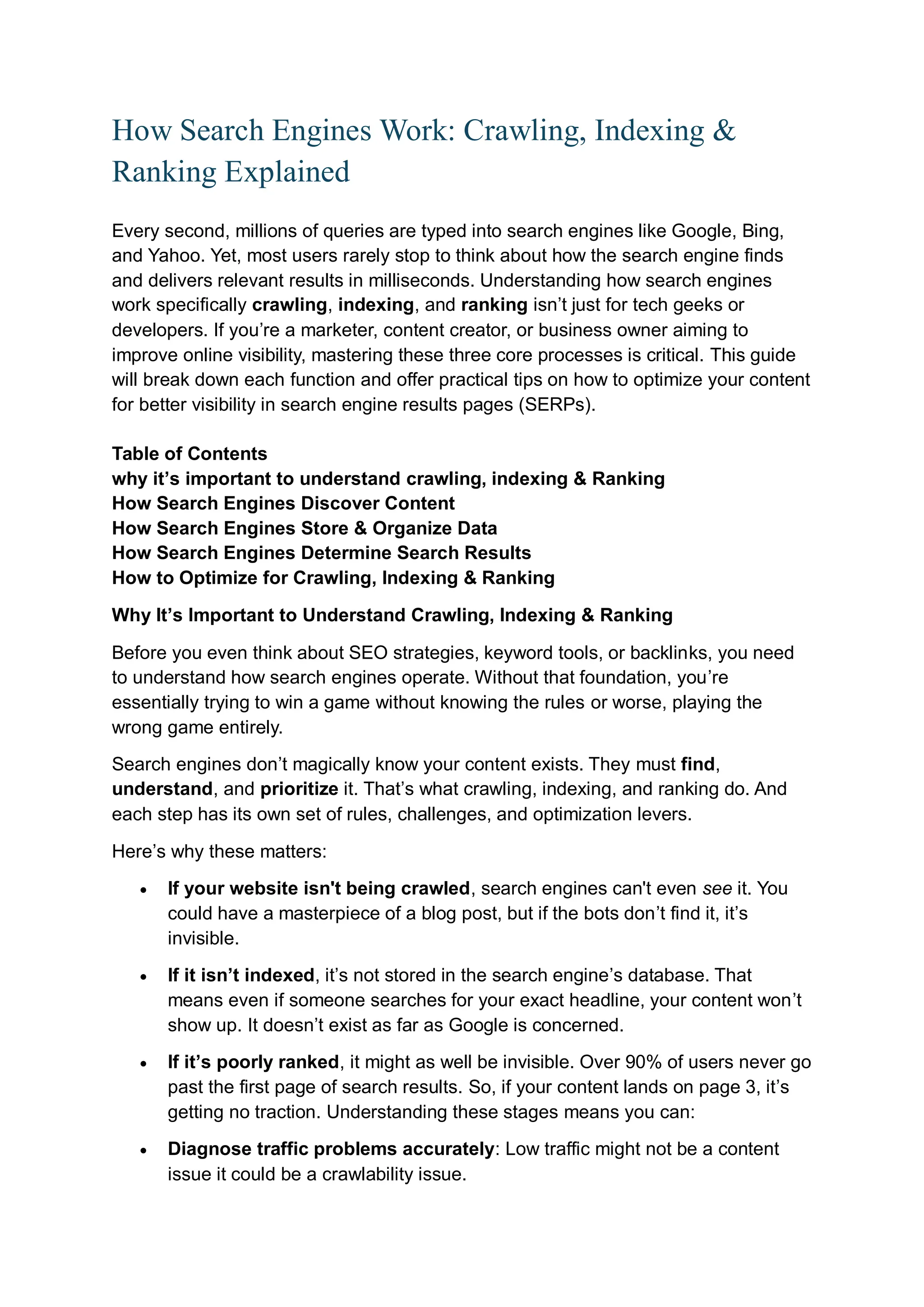 How Do Search Engines Work: Crawling, Indexing & Ranking Explained | PDF