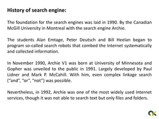 How search engine works and history of search engine | PPTX