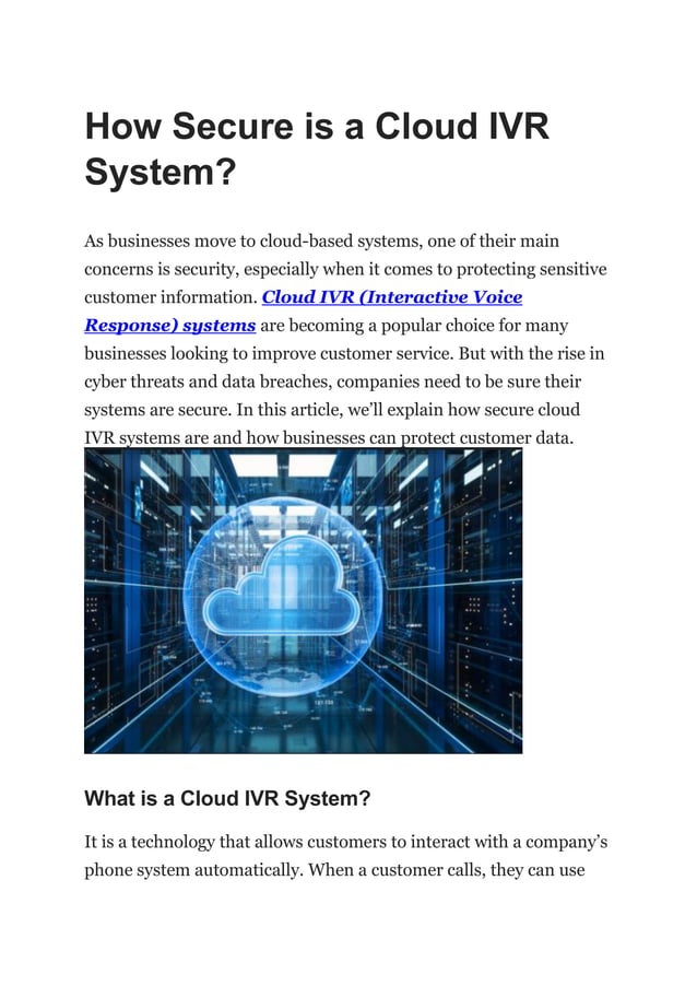How Secure is a Cloud IVR System? and Its Benefits.pdf