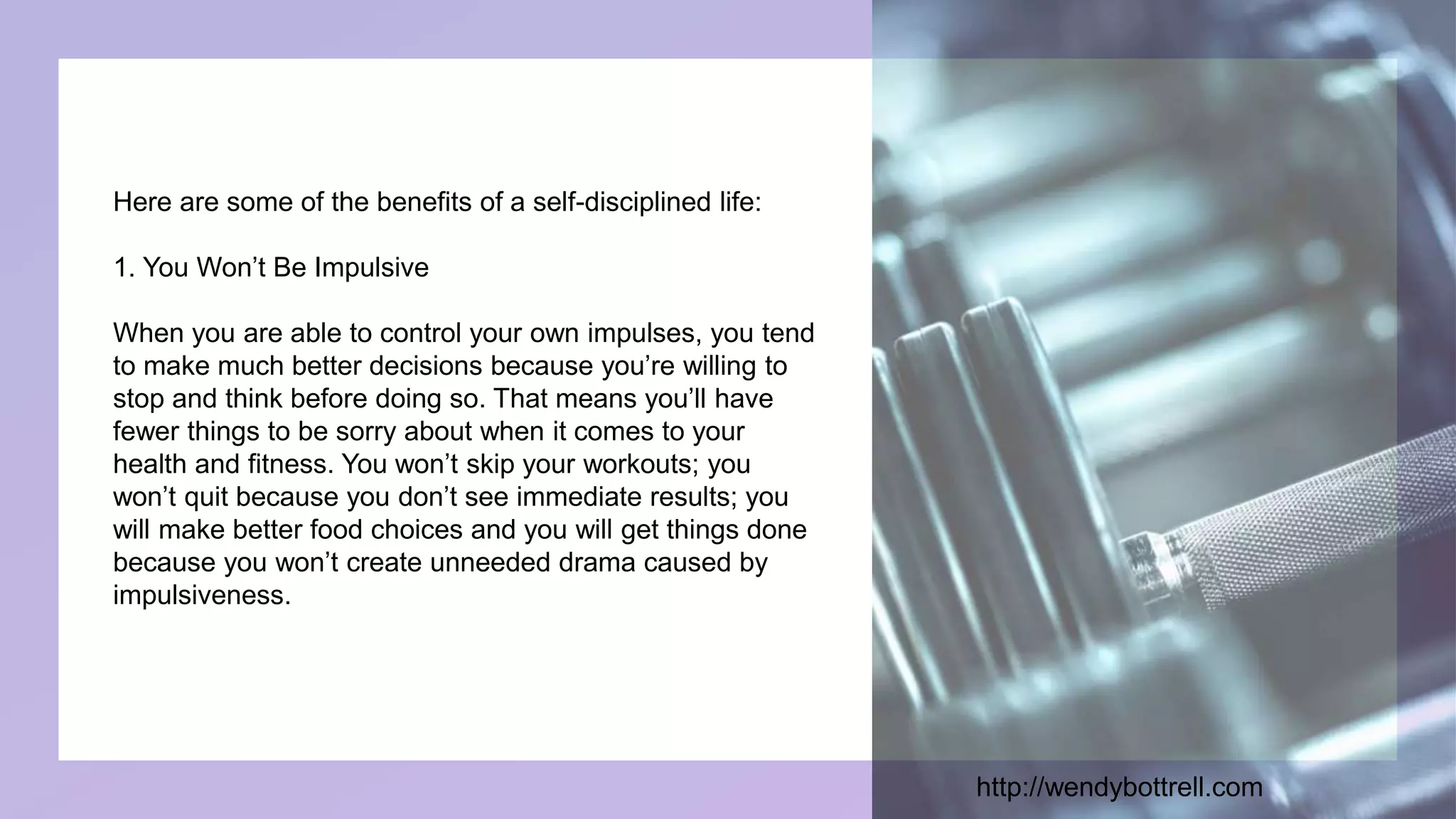 How self discipline benefits your health & fitness | PPT