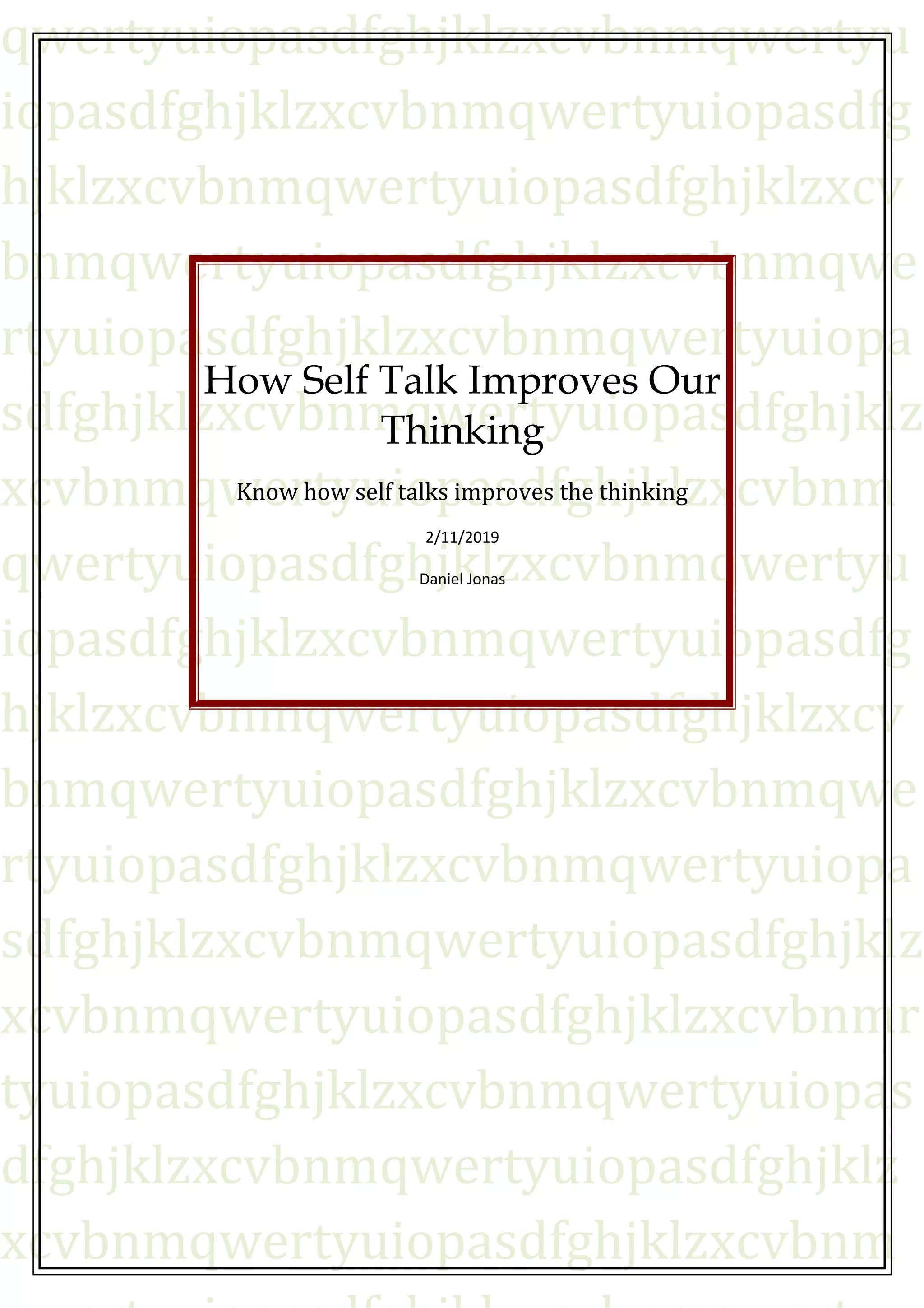 How self talk improves our thinking | PDF