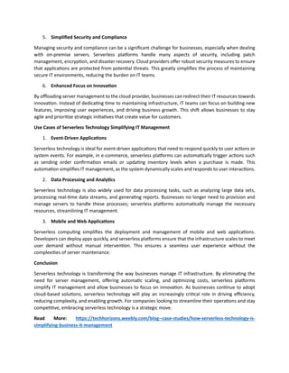 How Serverless Technology is Simplifying Business IT Management.pdf | Cloud Computing | Internet