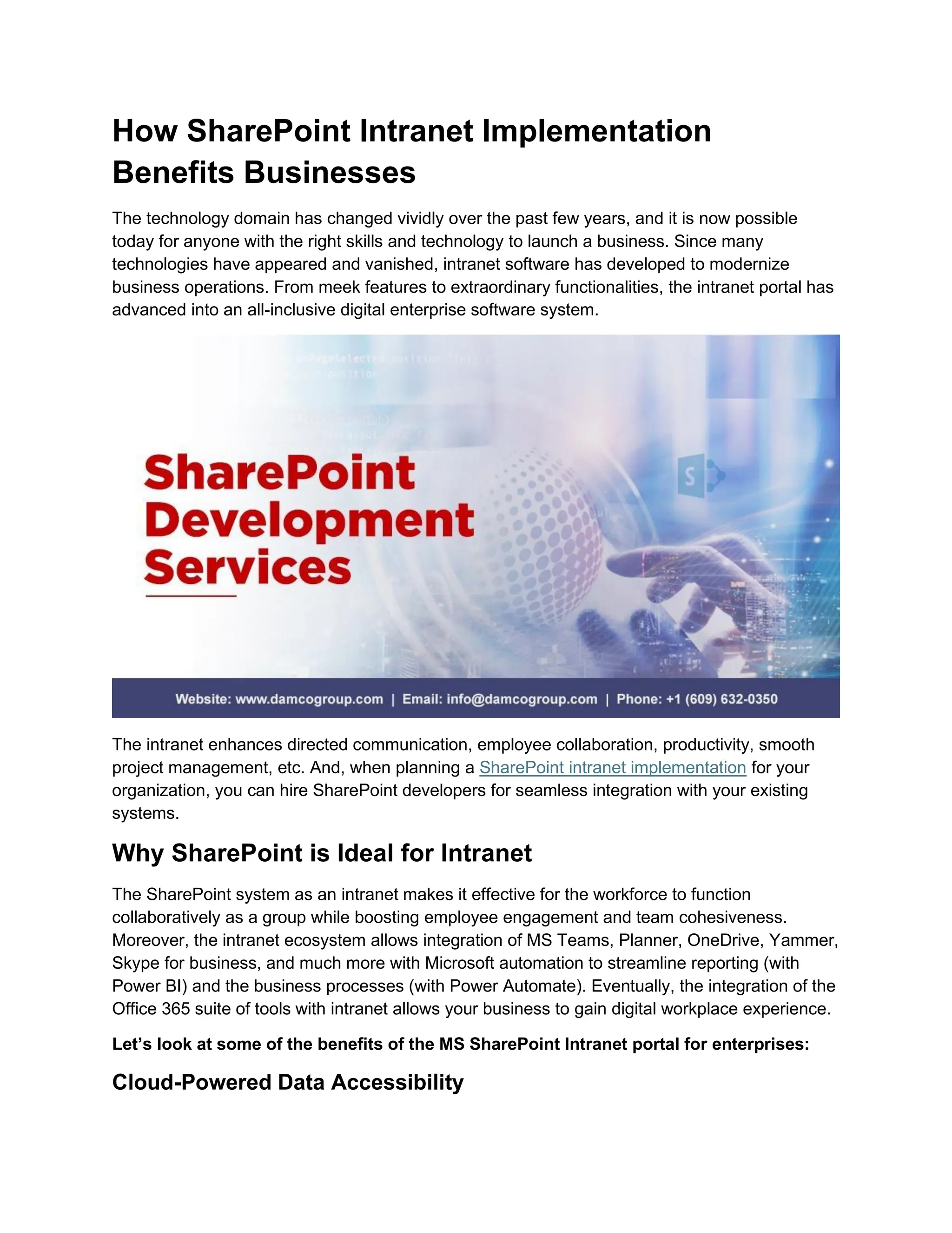 Develop Smooth and Streamlined Operations with SharePoint Intranet Portal | PDF