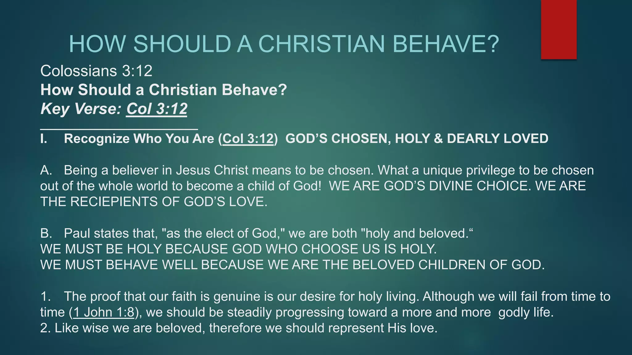 How should a christian behave? | PDF