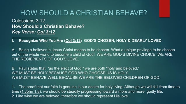 How should a christian behave? | PDF