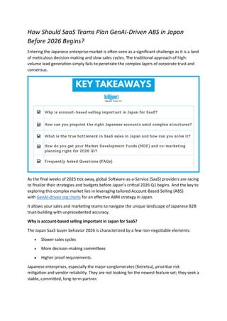 How Should SaaS Teams Plan GenAI-Driven ABS in Japan Before 2026 Begins ...