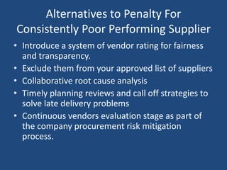 How Should Suppliers be Penalized for Late Deliveries or Poor Quality ...