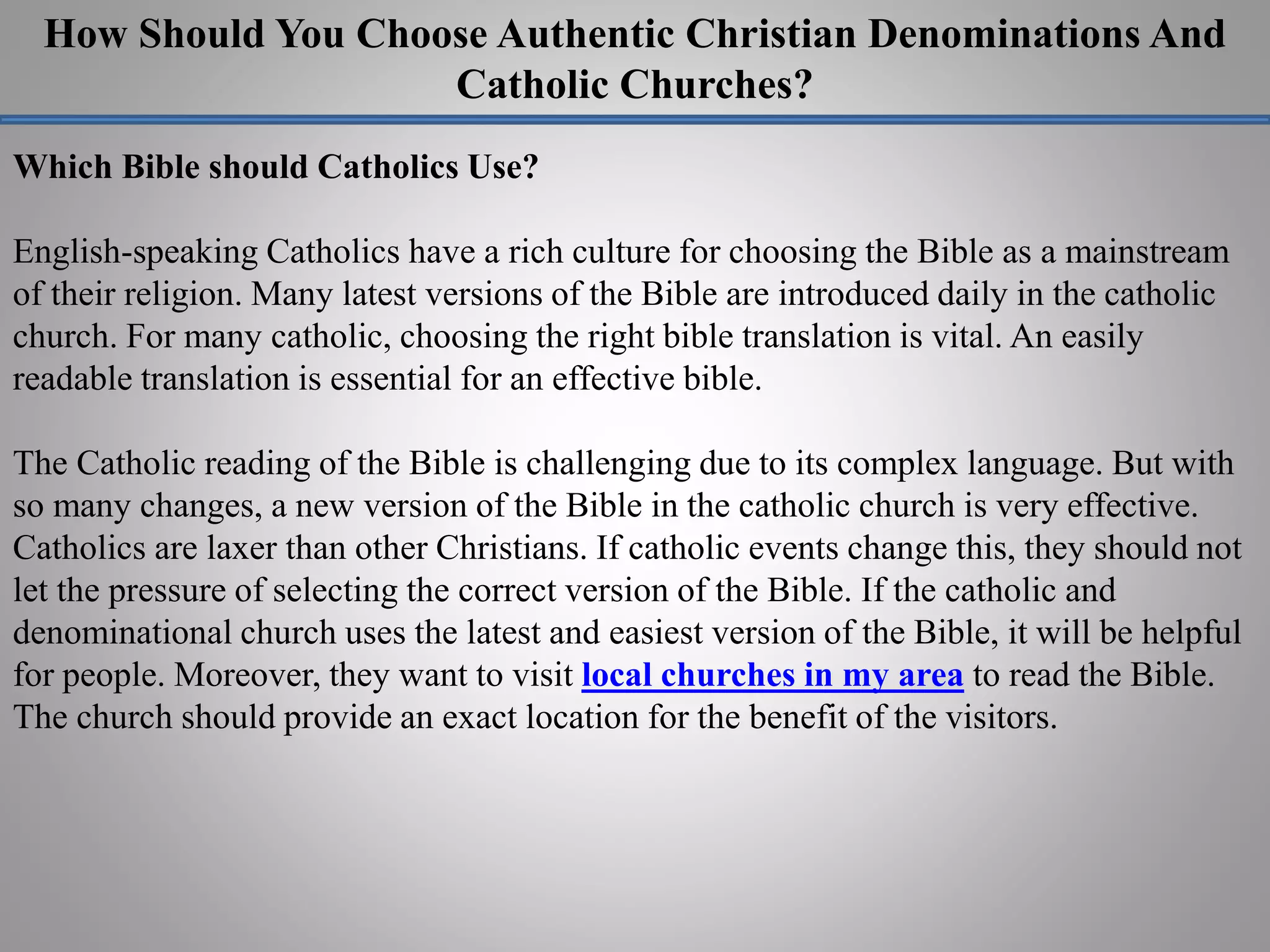How Should You Choose Authentic Christian Denominations And Catholic ...