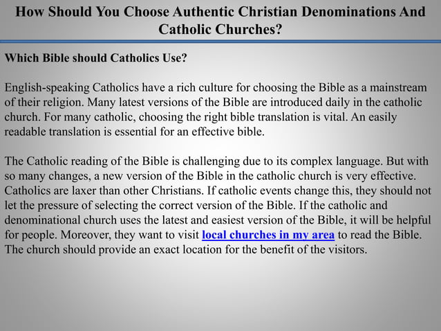 How Should You Choose Authentic Christian Denominations And Catholic ...