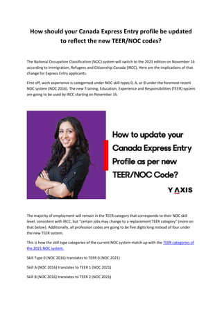 How should your Canada Express Entry profile be updated to reflect the ...