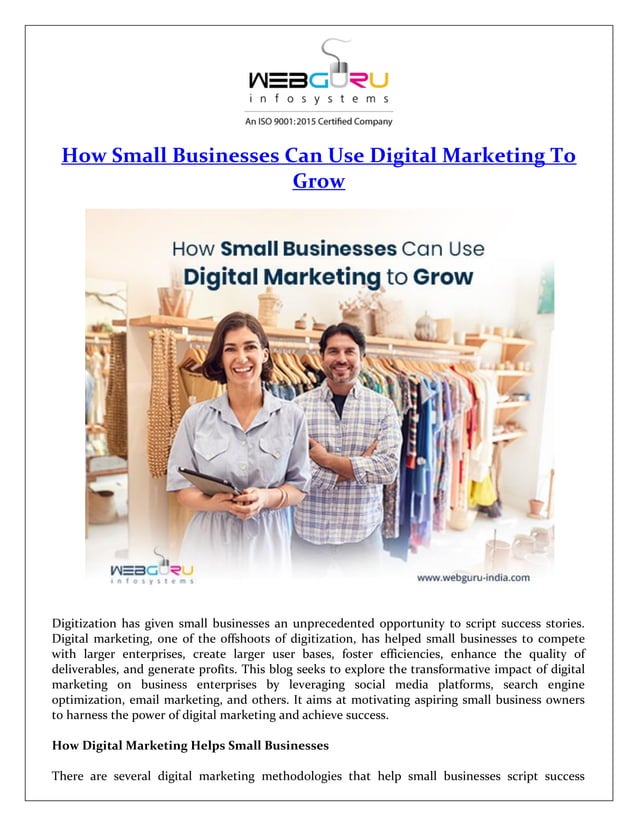 How Small Businesses Can Use Digital Marketing to Grow | PDF