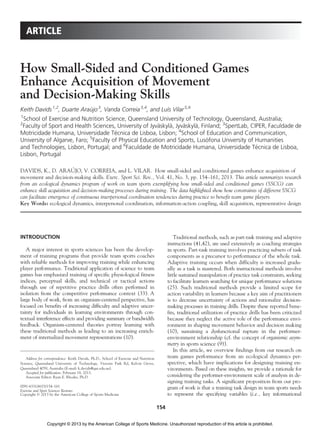How Small-Sided and Conditioned Games Enhance Acquisition of Movement and Decision-Making Skills ...