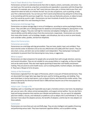 Pomeranians: The Brightest and Cutest Dogs You’ll Ever Meet | PDF