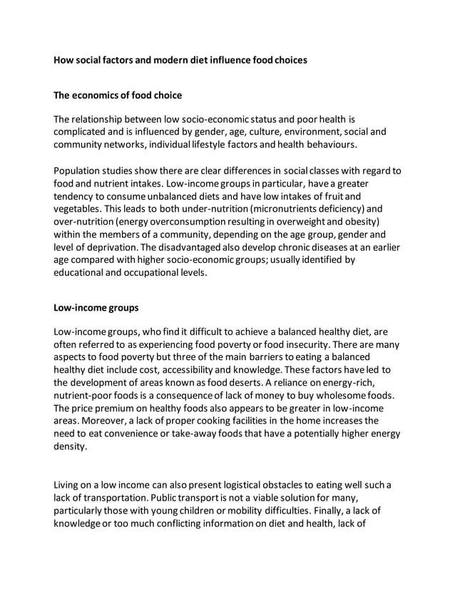 How social factors and modern diet influence food choices | PDF