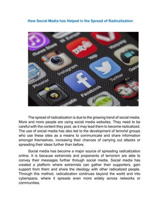 How Social Media has Helped in the Spread of Radicalization | PDF