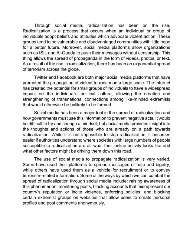 How Social Media has Helped in the Spread of Radicalization | PDF
