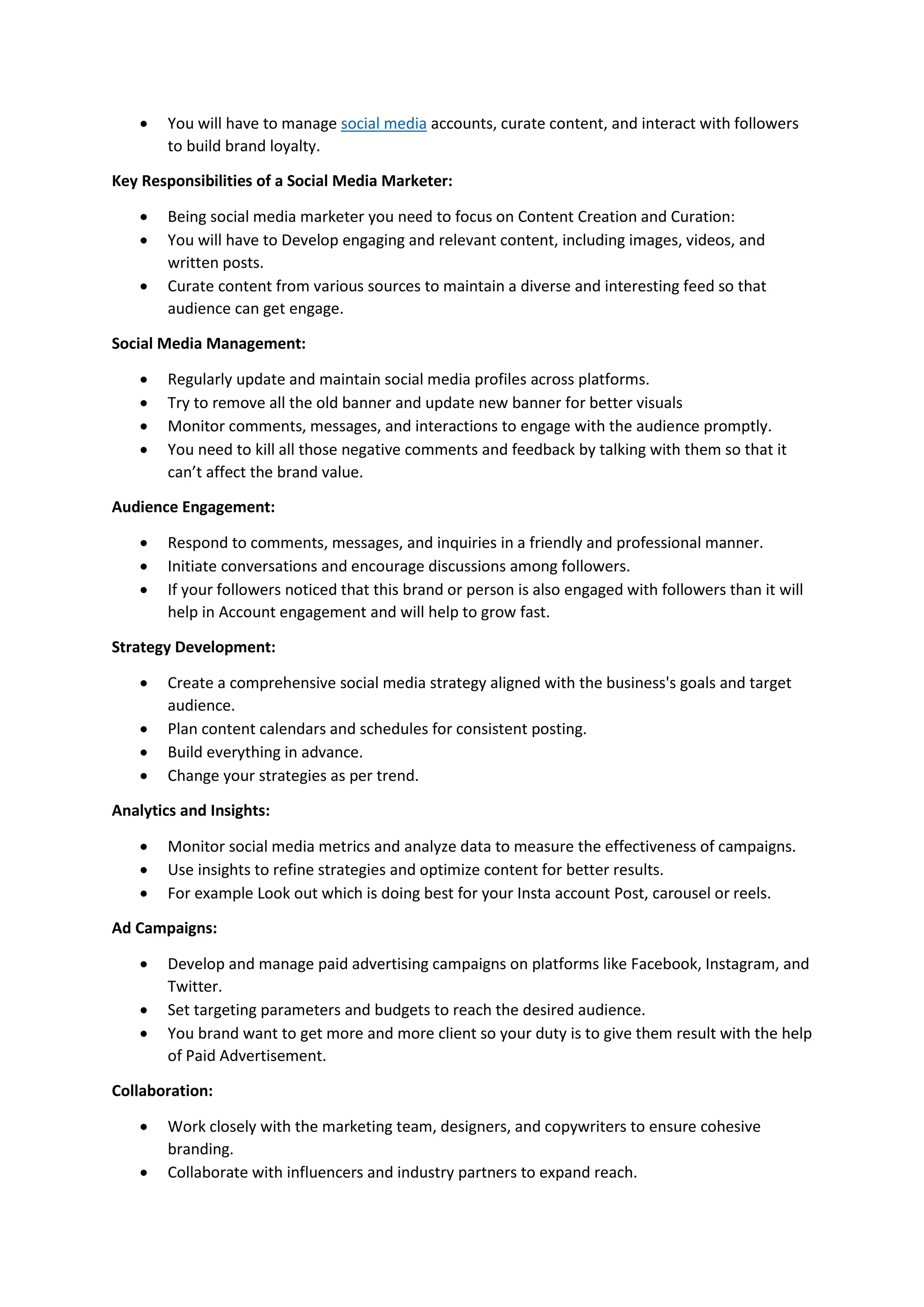 How Social Media Marketers Work For A Business Docx