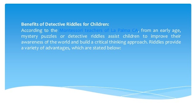 How solving riddles benefits children | PPTX | Parenting | Family and ...