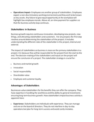 How stakeholders impact business activity | DOCX