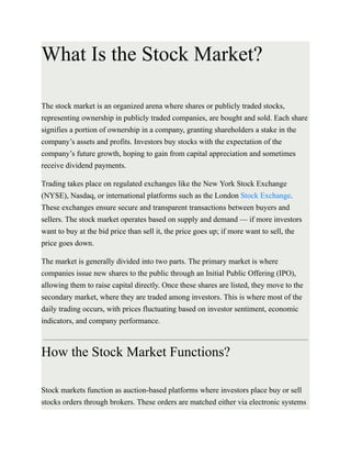 How Stock Markets Work? Ultimate Guide | Skyriss | PDF