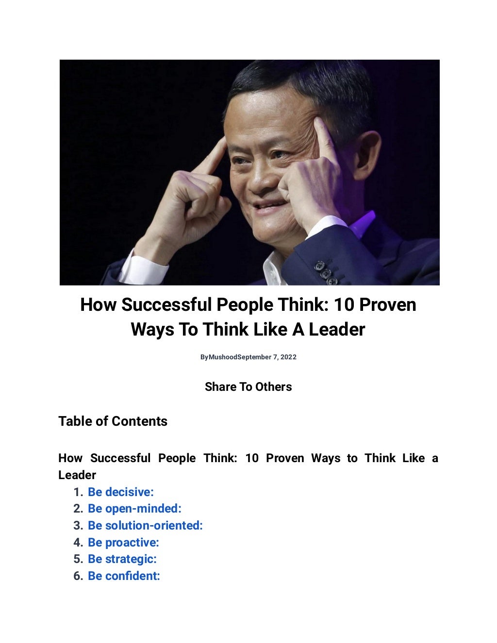 How Successful People Think 10 Proven Ways To Think Like A Leader | PDF ...