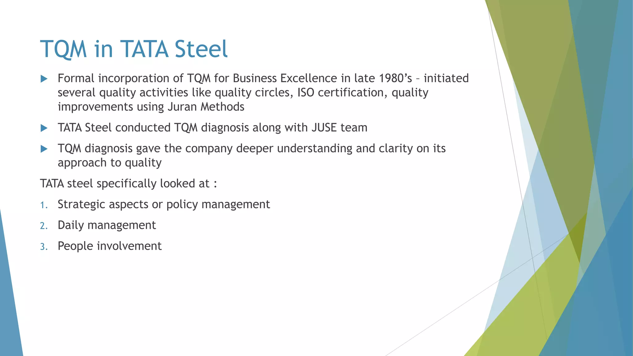 TQM implementation in TATA Steel | PPTX