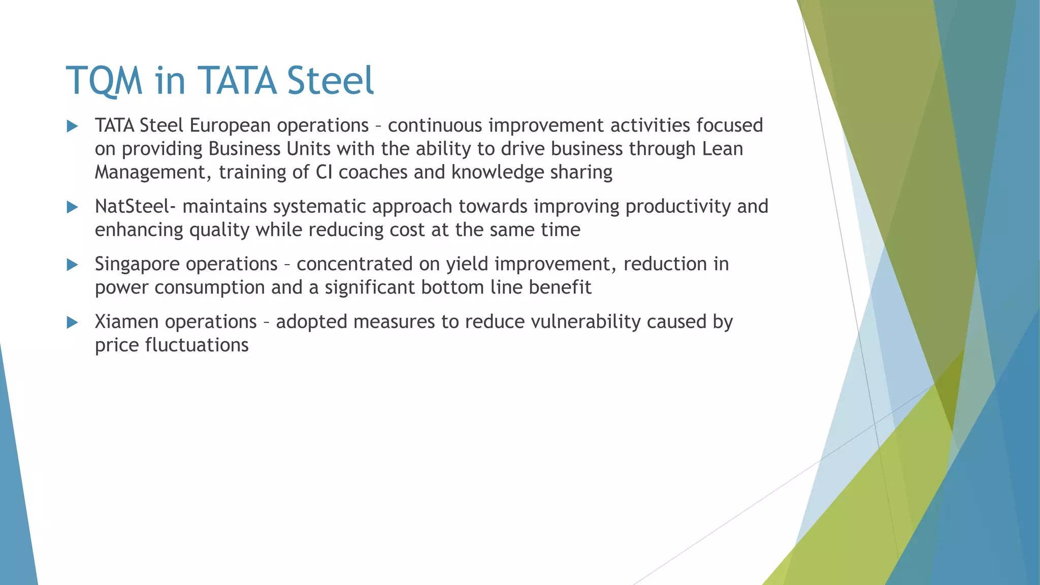 TQM implementation in TATA Steel | PPTX