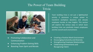 How Team Building Trivia Enhances Workplace Morale | PPT