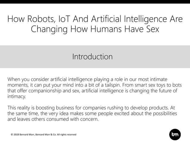 How Robots, IoT And Artificial Intelligence Are Changing How Humans Have Sex | PPT