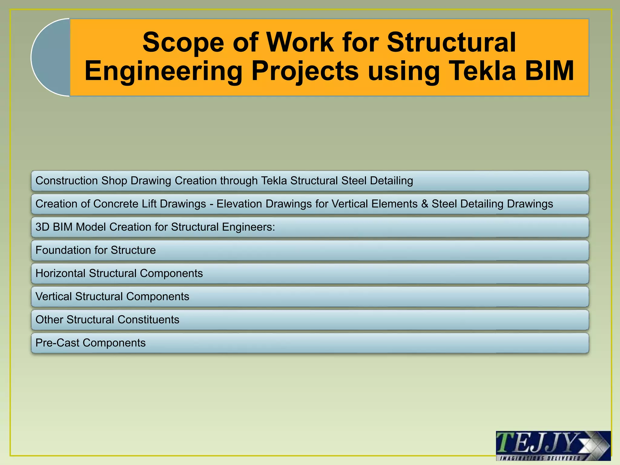 How Tekla BIM Modeling saving time for top structural engineering firms? | Tejjy Inc. | PPT