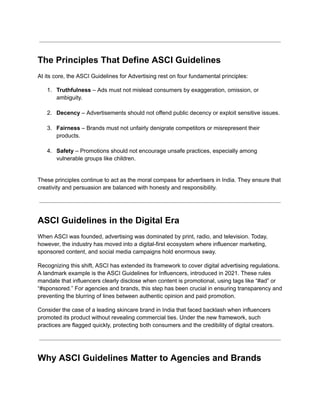 How the ASCI Guidelines Reshaped Indian Advertising Standards | PDF