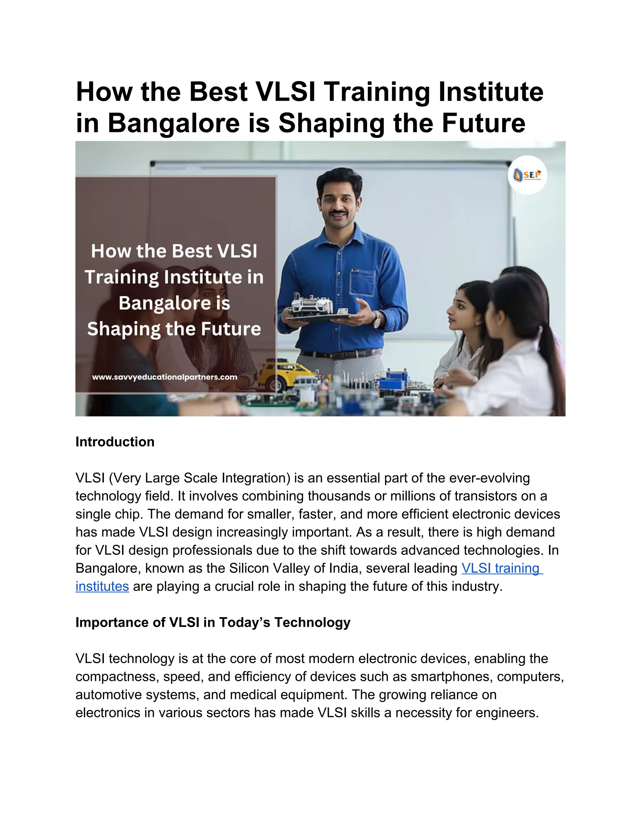 How the Best VLSI Training Institute in Bangalore is Shaping the Future ...