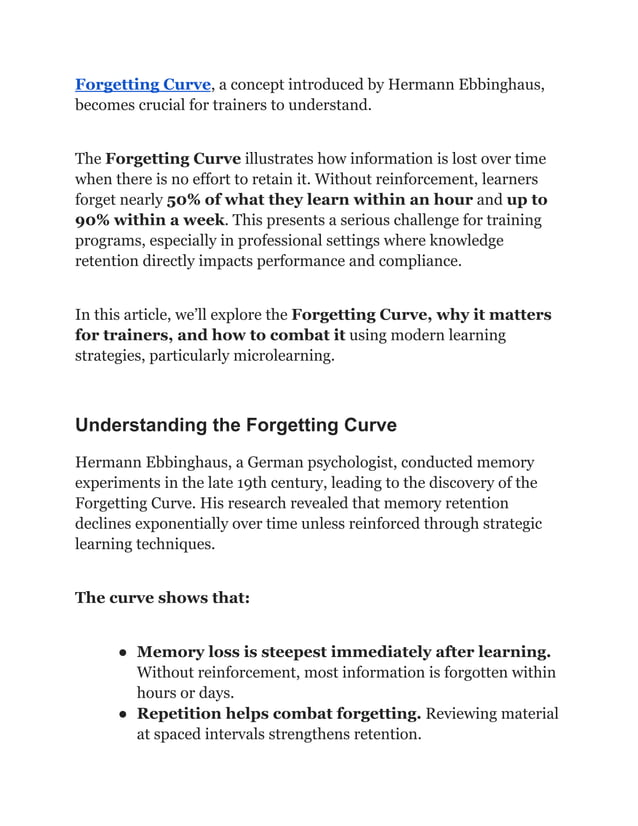 How the Forgetting Curve Impacts Training — and What You Can Do About ...