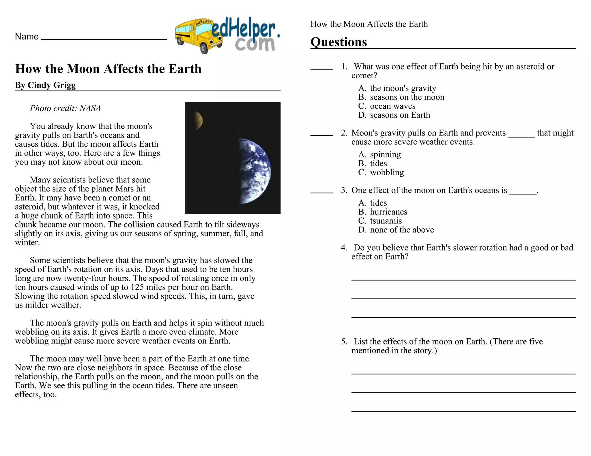 How the moon affects the earth | PDF