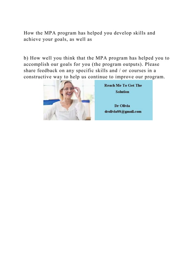 How the MPA program has helped you develop skills and achieve your g ...