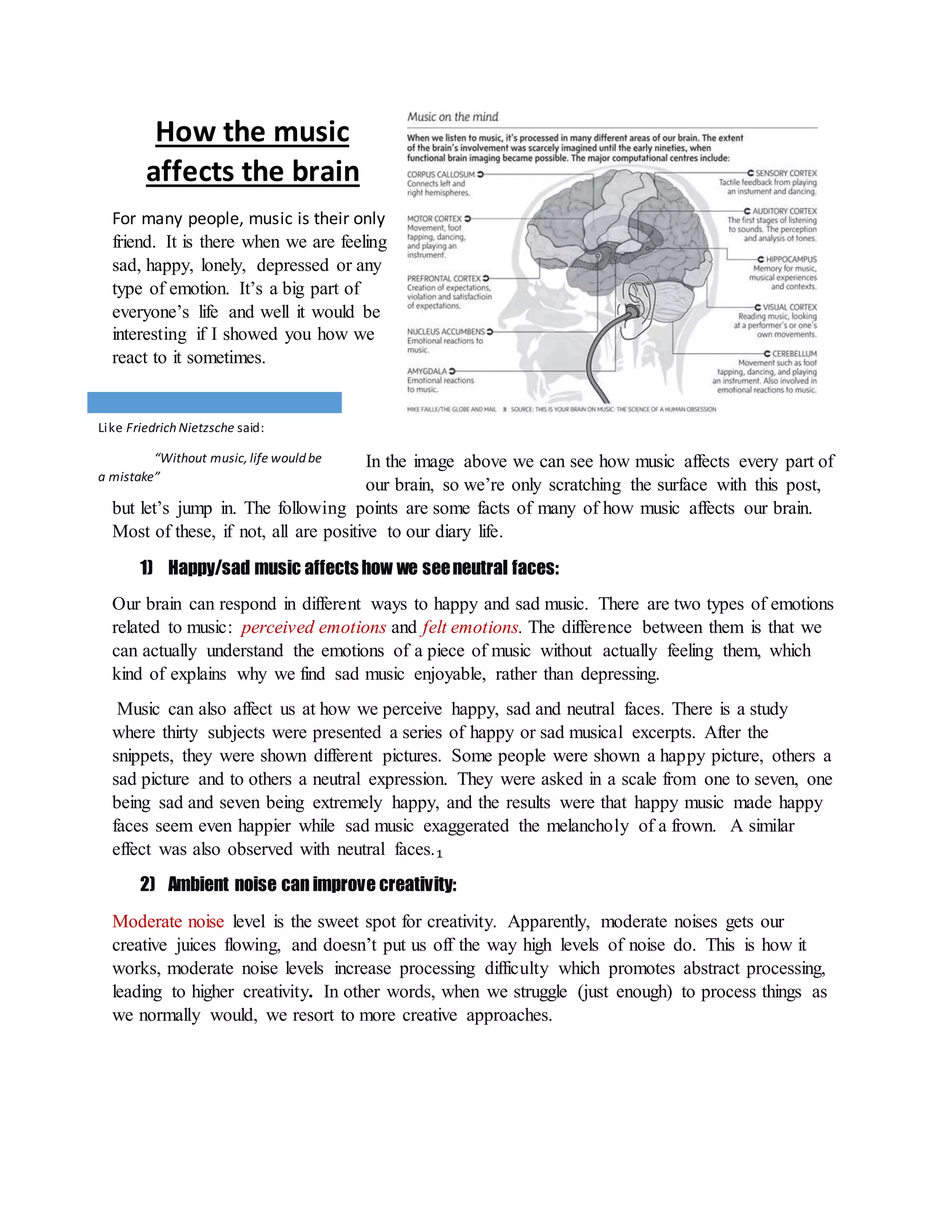 How the music affects the brain | DOCX