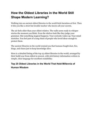 How the Oldest Libraries in the World Still Shape Modern Learning.pdf