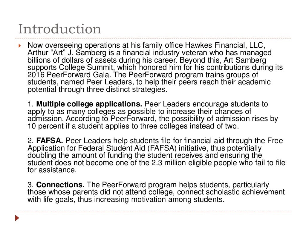 How the PeerForward Peer Leaders Help Students