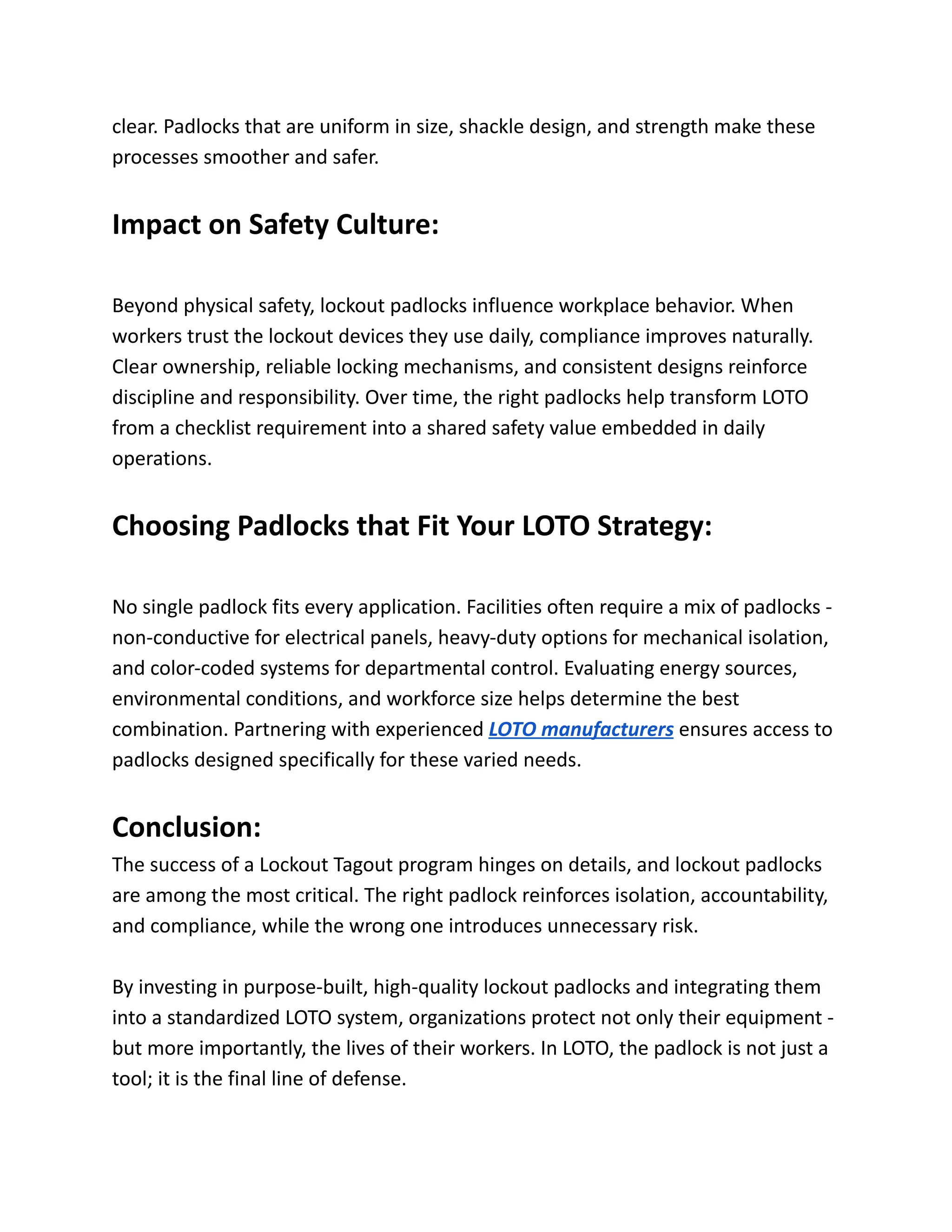 How the Right Lockout Padlock Can Make or Break Your LOTO Program | PDF