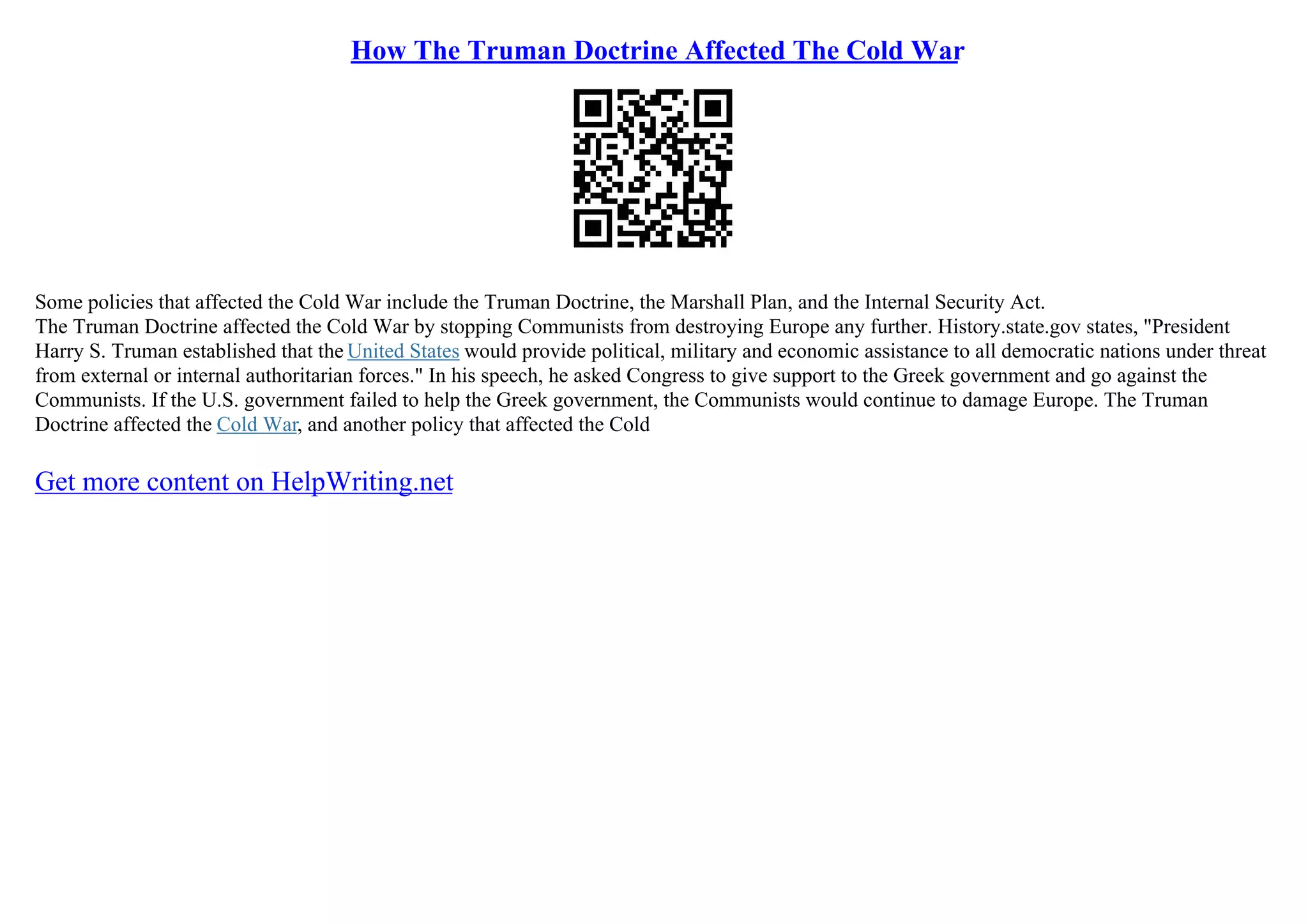 How The Truman Doctrine Affected The Cold War | PPT