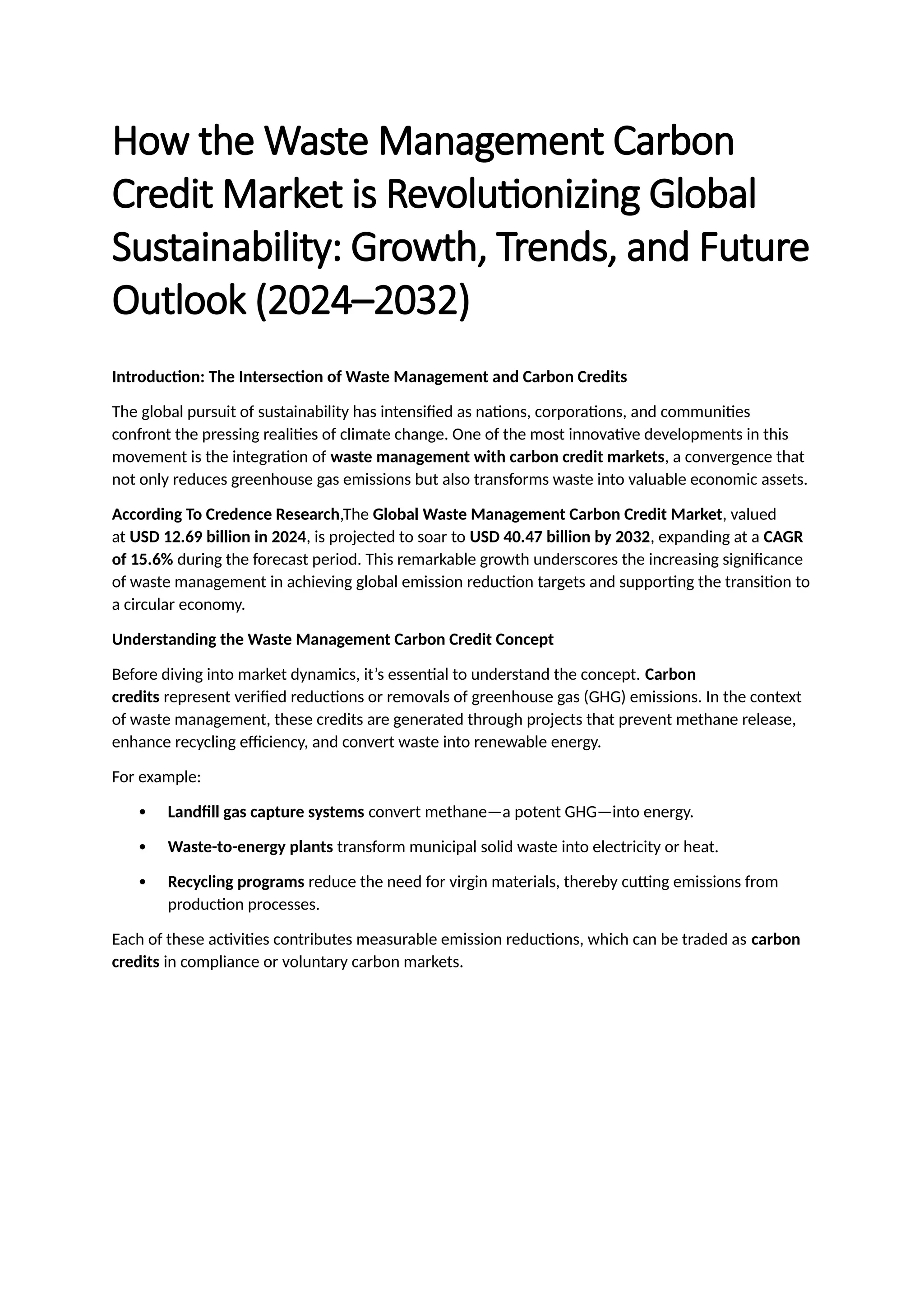 How the Waste Management Carbon Credit Market is Revolutionizing Global ...