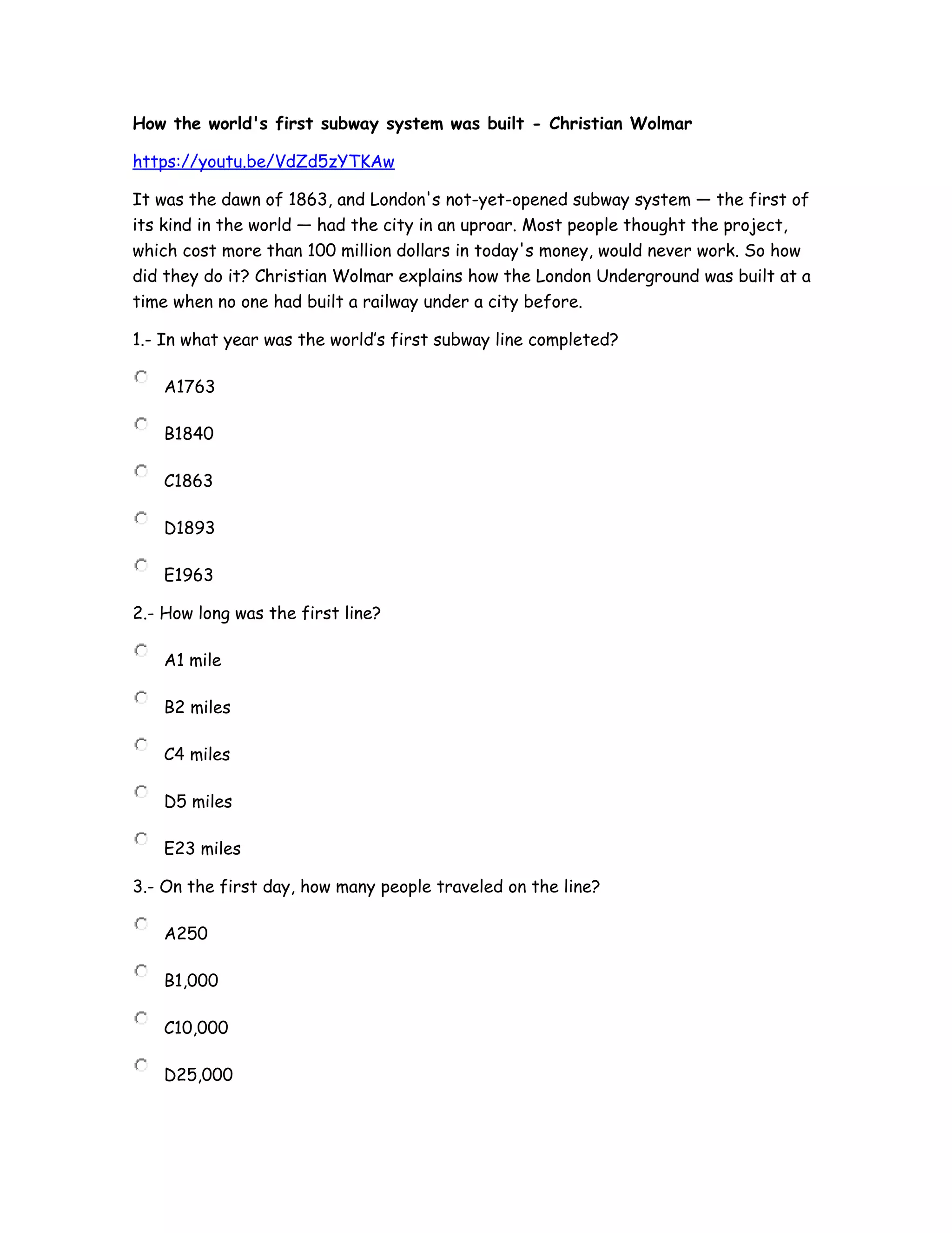 How the world's first subway system was built | DOC