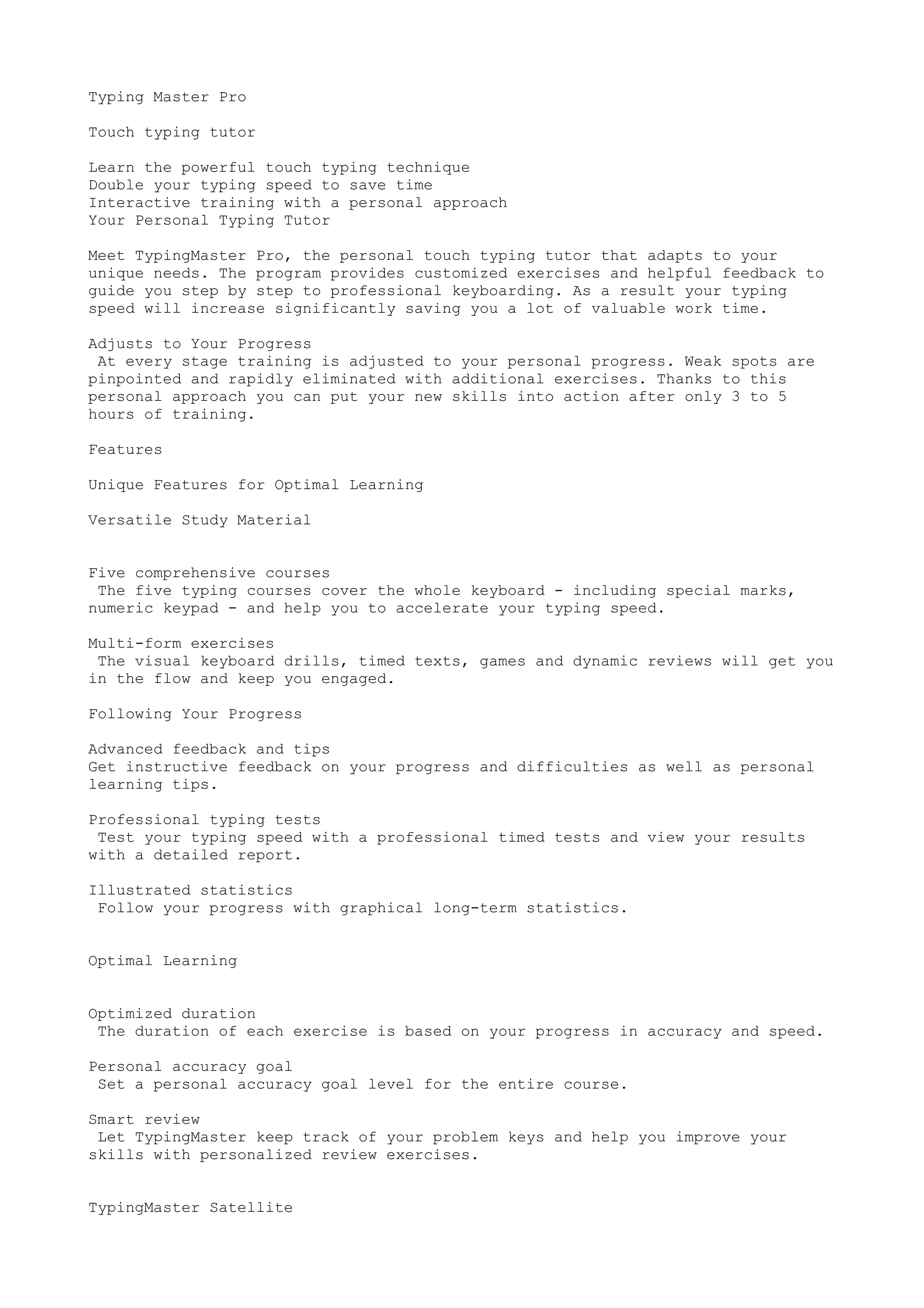 Typing Master Softeare | TXT