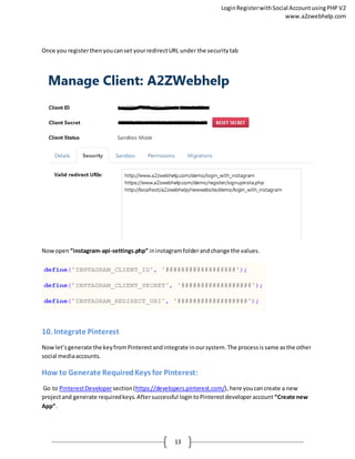 Login Register with Social Account using PHP | DOCX | Social Networking | Internet