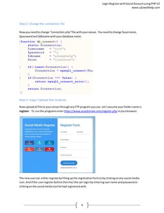 Login Register with Social Account using PHP | DOCX | Social Networking ...