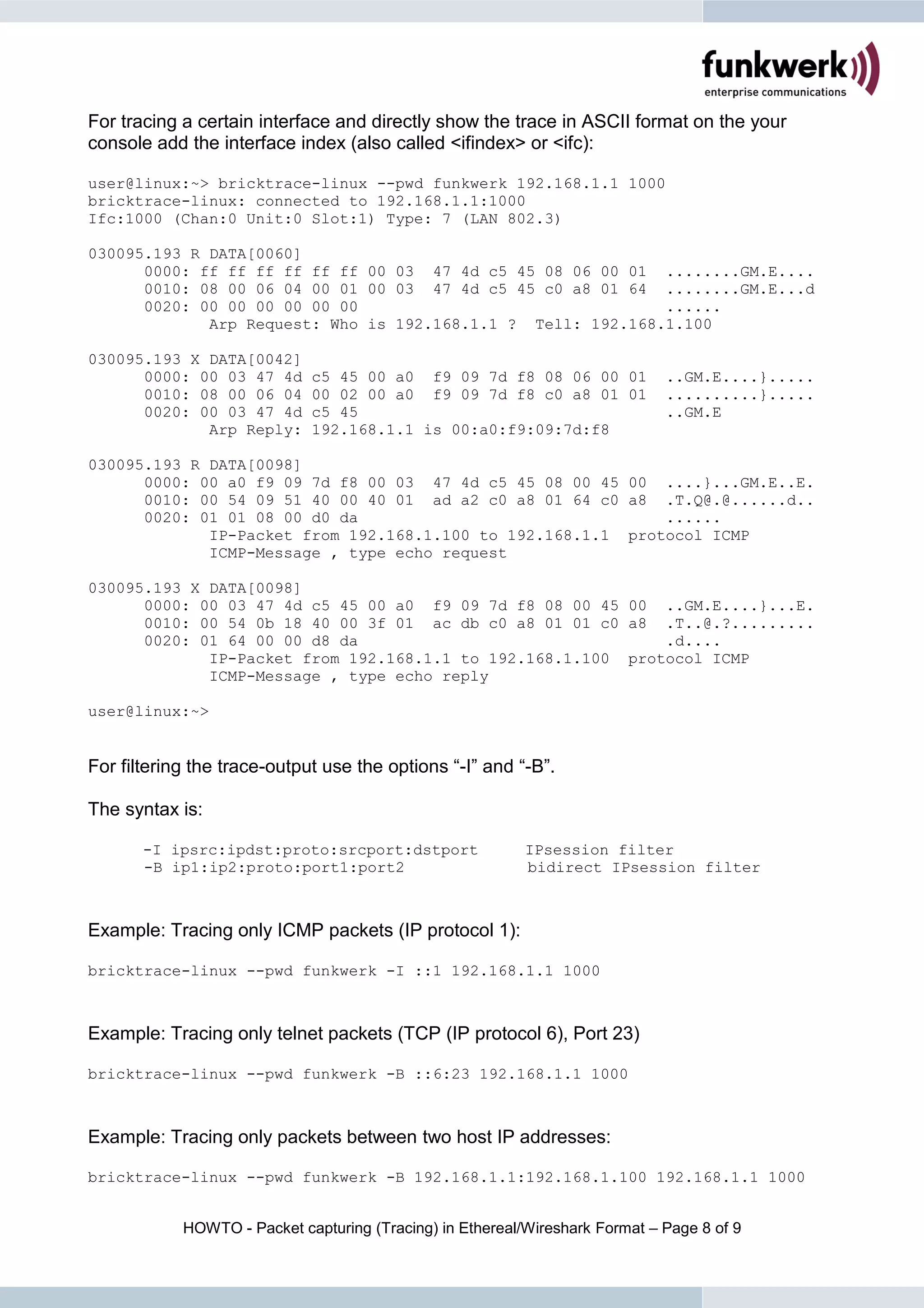Howto ethereal-wireshark-trace en | PDF