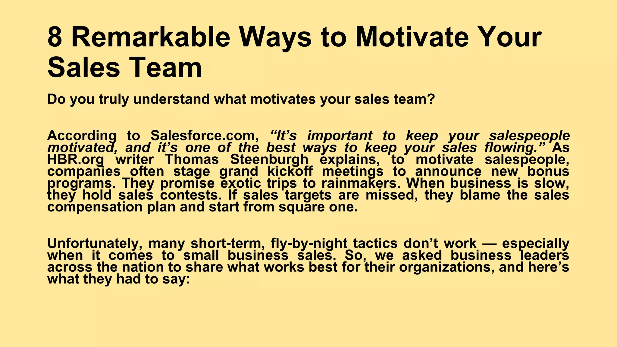 Motivating Your Sales Team | PPS