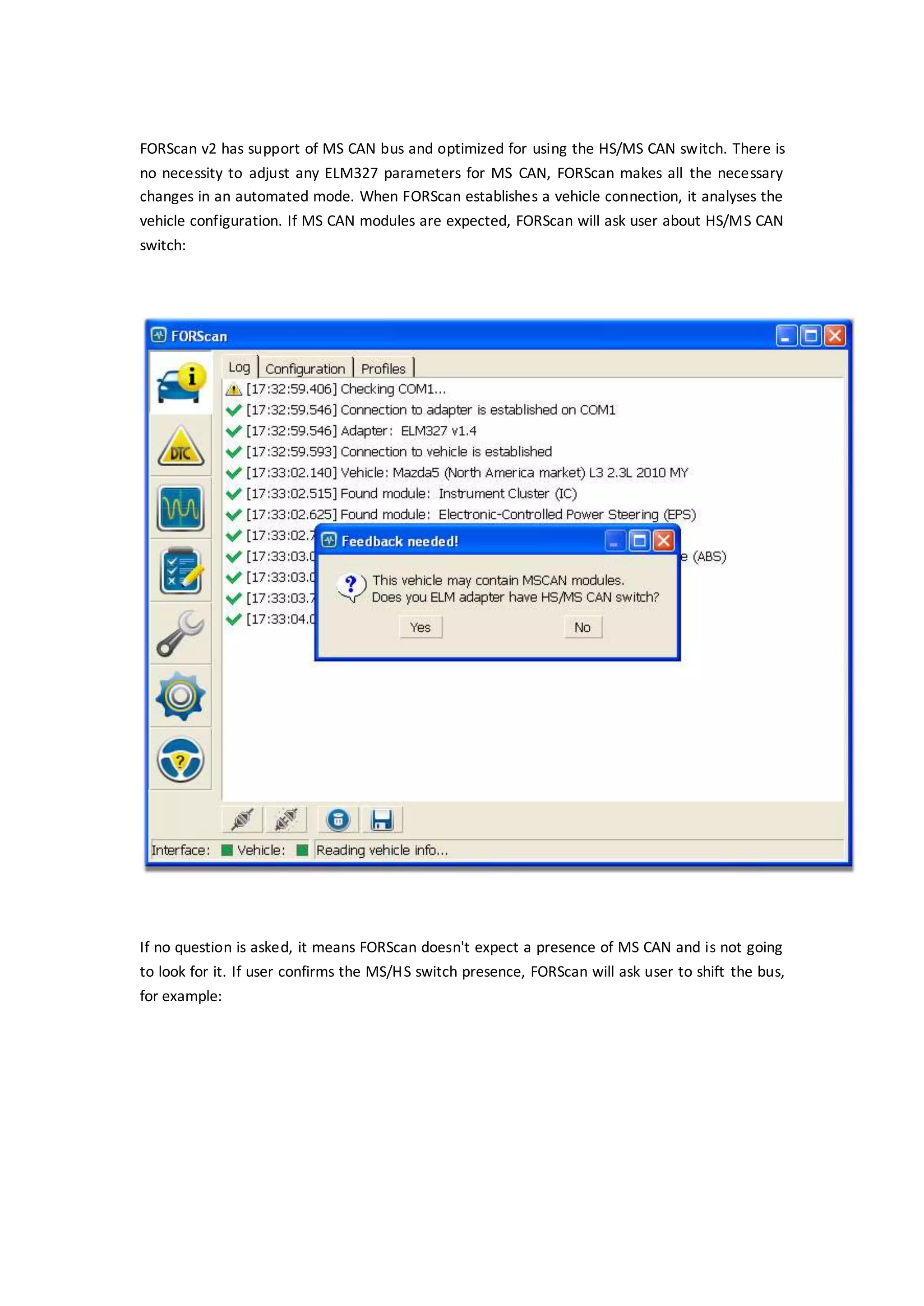 How to access ms can bus using for scan v2 and modified elm327 | DOCX