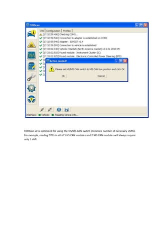 How to access ms can bus using for scan v2 and modified elm327 | DOCX